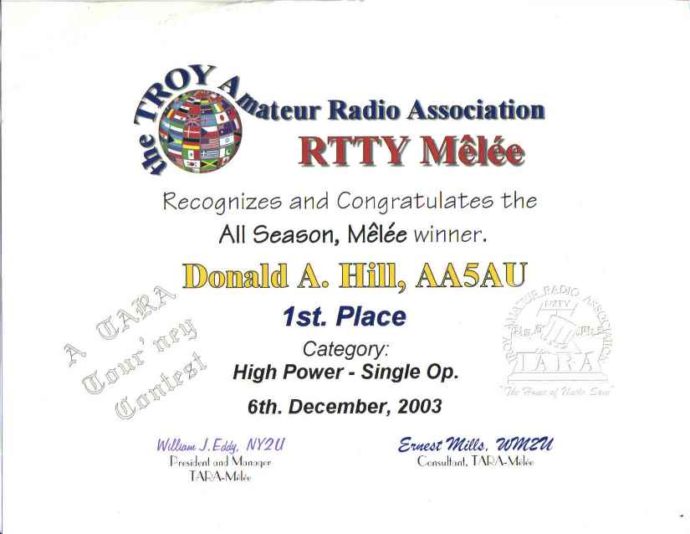 2003 TARA RTTY Melee – AA5AU