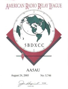 ARRL 5 Band DXCC Award – AA5AU